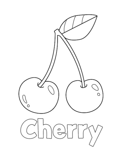 Cherry Coloring Page - Little Bee Family