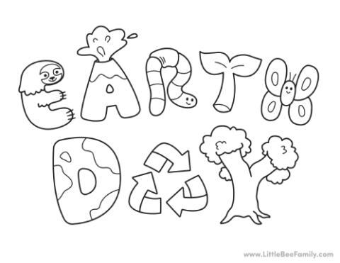 Earth Day Coloring Pages - Little Bee Family