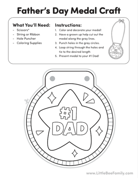 #1 Dad Medal Craft - Little Bee Family