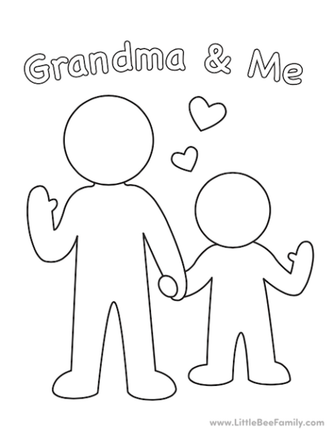 Grandparents' Day Coloring Pages - Little Bee Family